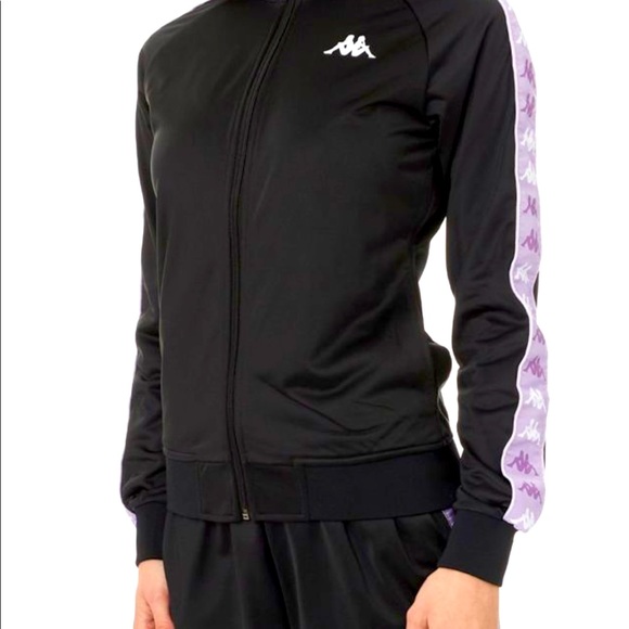 Kappa | Jackets & Coats | New Kappa Black Zip Up Jacket Purple Light ...